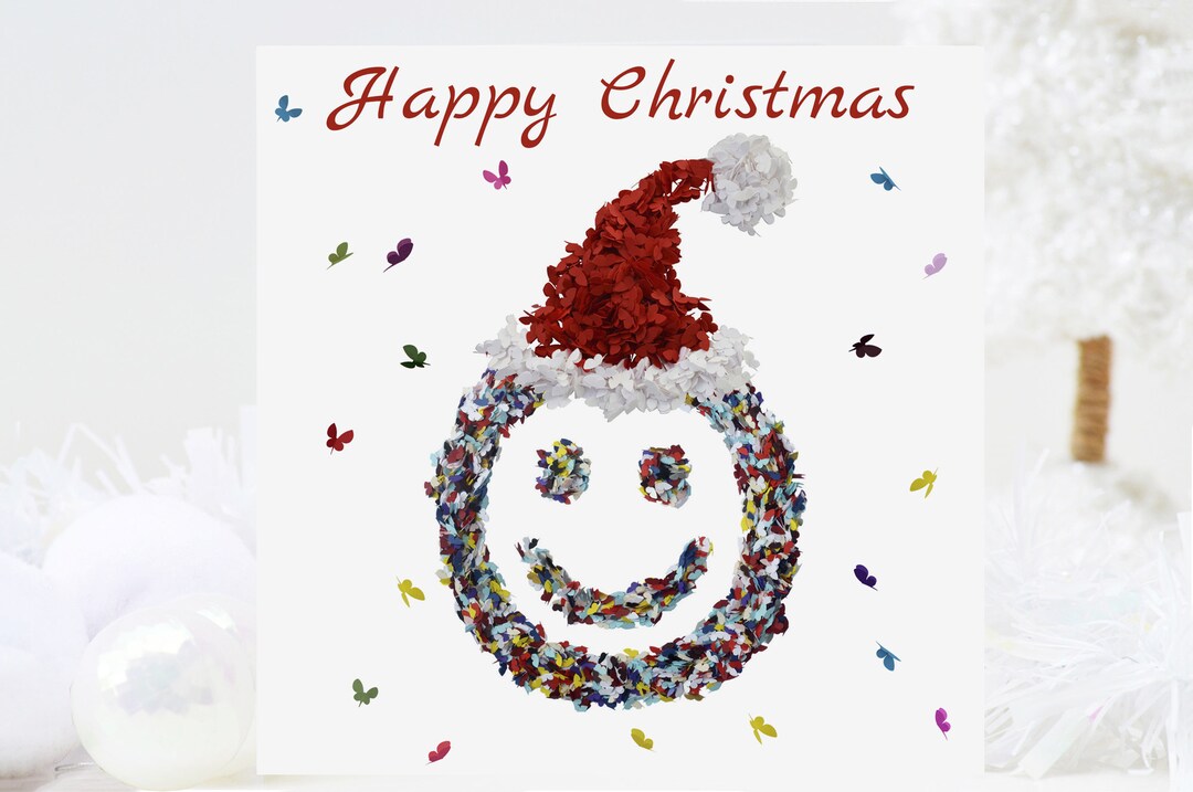 Christmas Happy Face Butterfly Smiley Butterflies Card, - Etsy