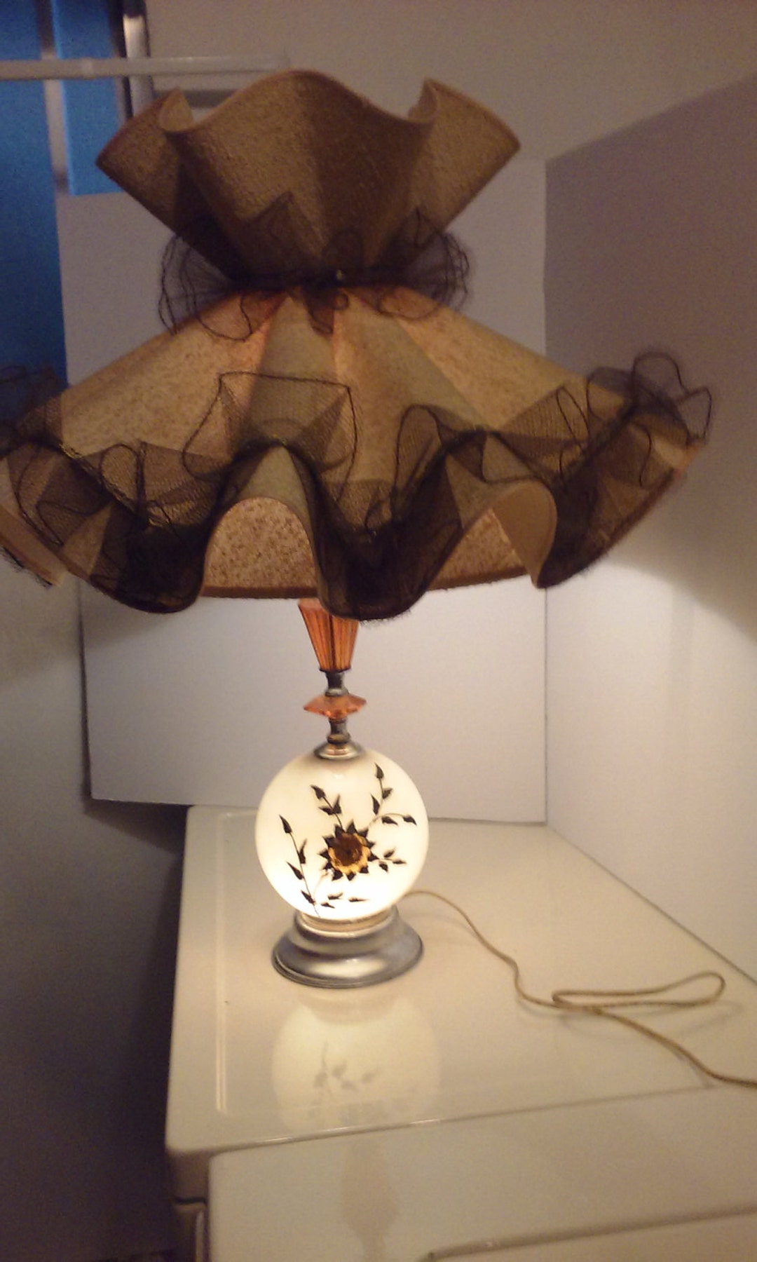 Pair of 1950's Glass Granny Lamps - Etsy