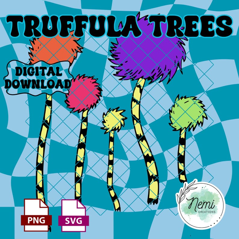Seuss Truffula Trees PNG SVG Layered - Etsy