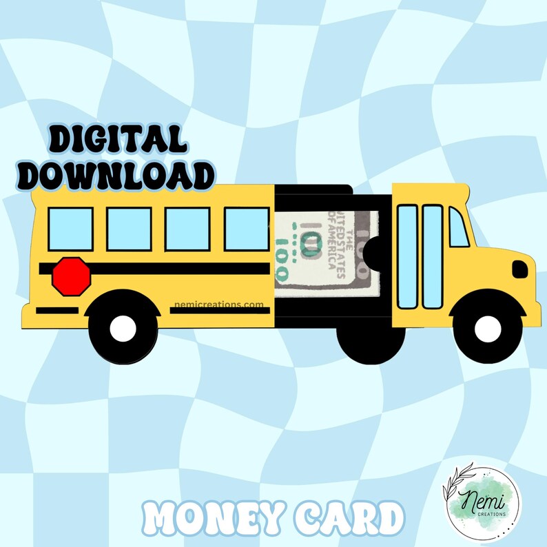School Bus Money Gift Card Holder SVG Digital File, Teacher ...