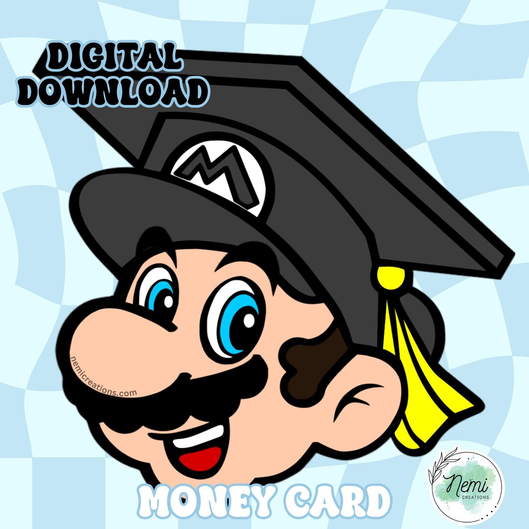 Mario Grad Gift Card Holder SVG Digital File, Graduation Gift, Pull ...