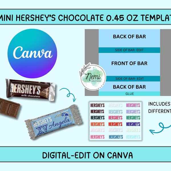 Snack Size Candy Bar Template - Etsy