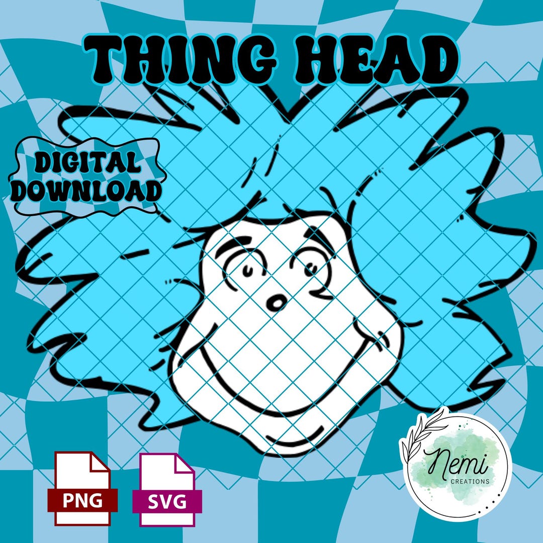 Seuss 1 Thing, 2 Thing Head PNG SVG Layered, Thing Head, Cat, Hat - Etsy