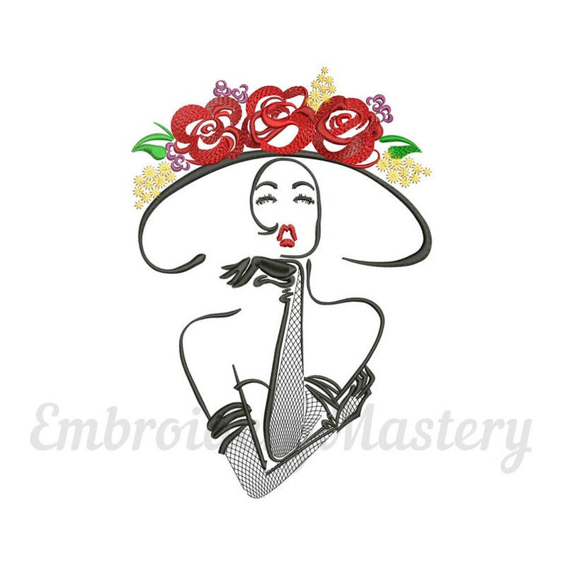 Woman machine embroidery design. Fashion embroidery. Beautiful | Etsy