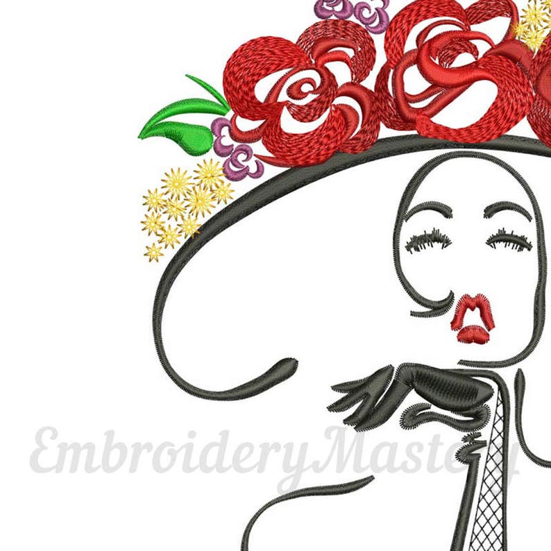 Woman machine embroidery design. Fashion embroidery. Beautiful | Etsy