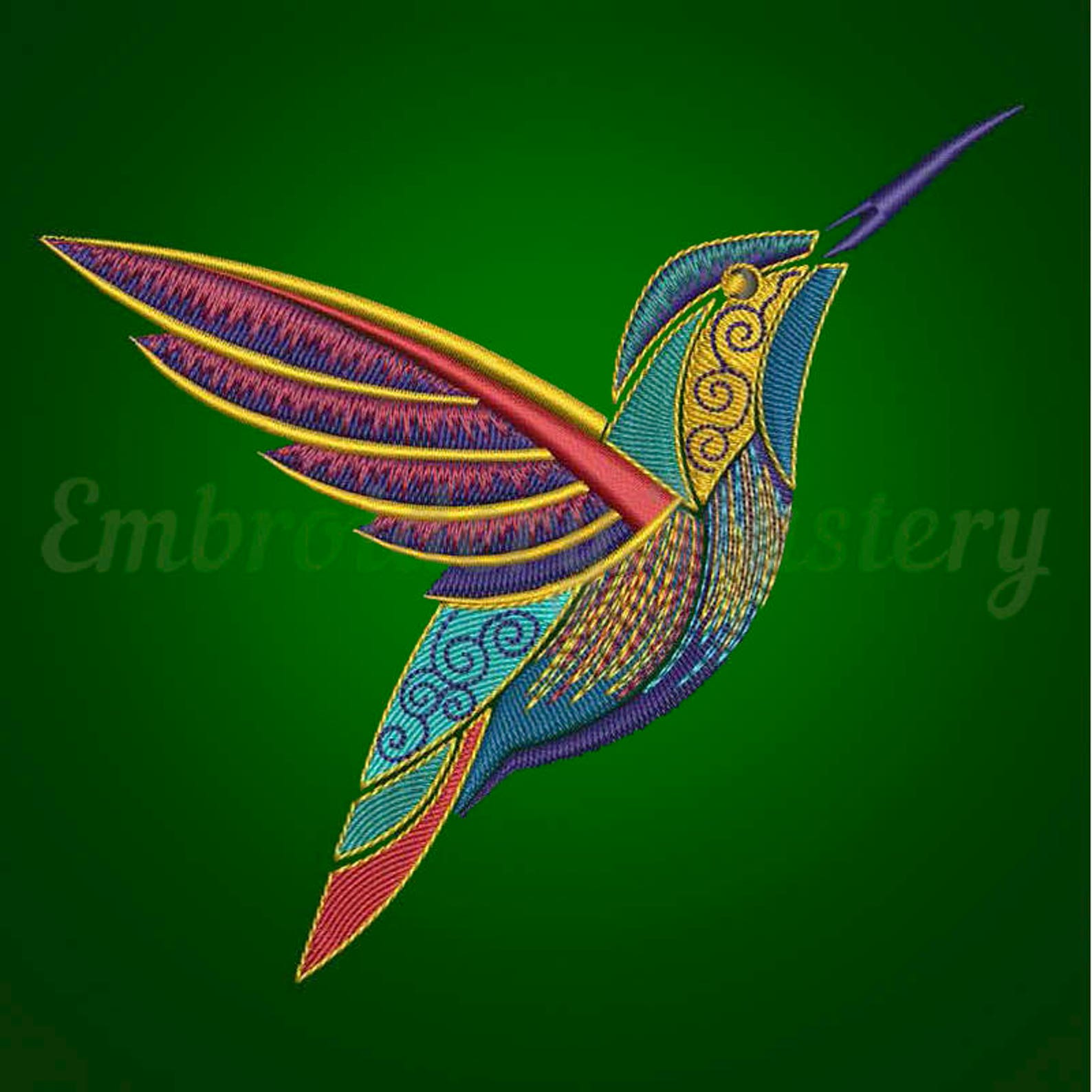 BIRD machine embroidery design HUMMINGBIRD Machine | Etsy