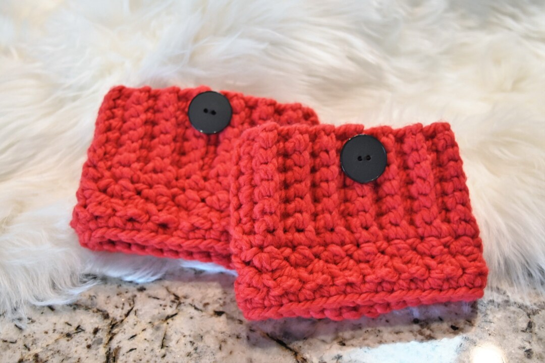Red Button Boot Cuffs/ Boot Sock/ Crochet/ Leg Warmers/ Gifts for Her ...
