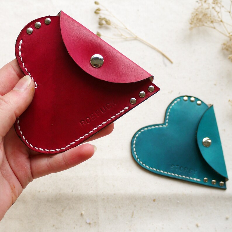 Personalised Leather Small Heart Purse | Etsy