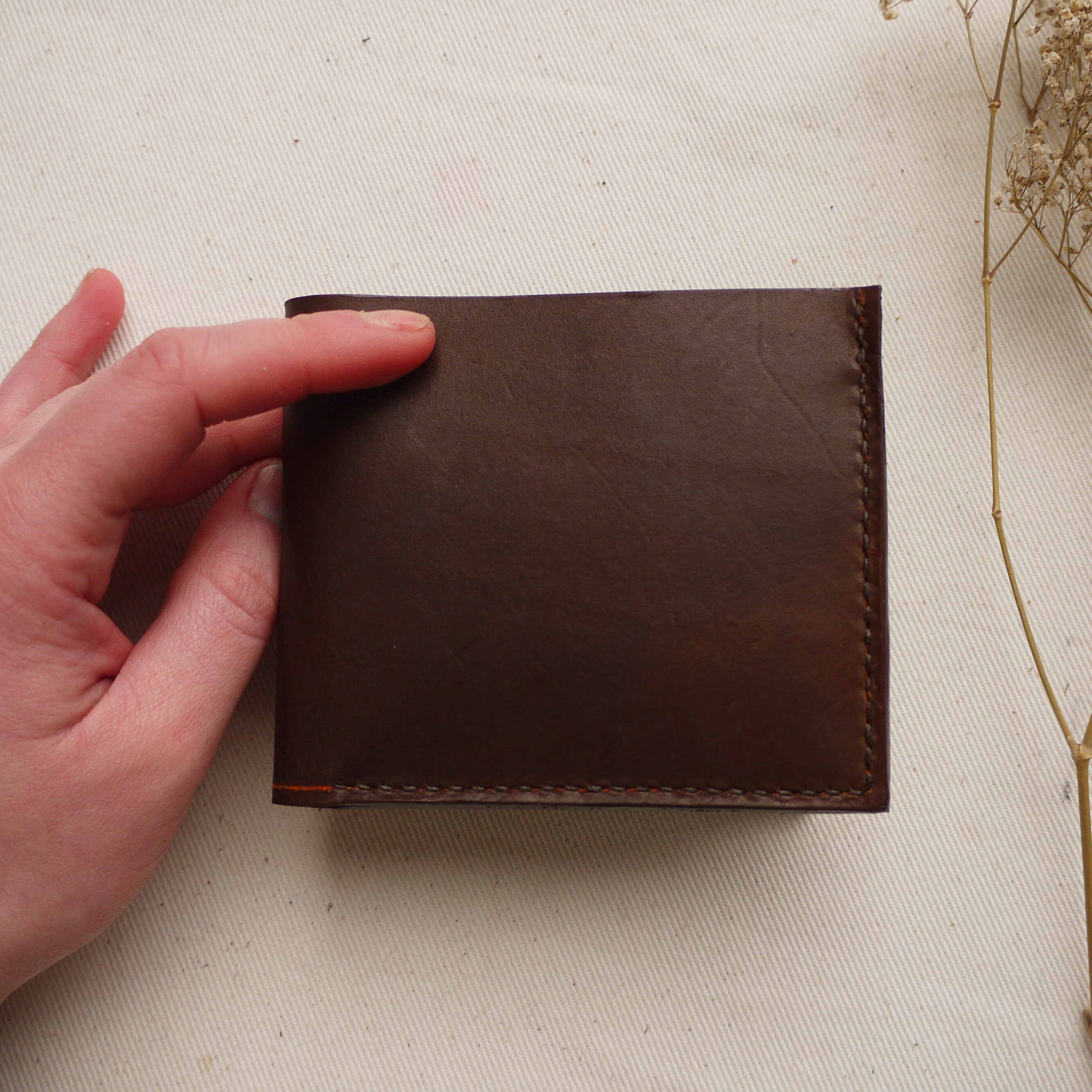 Personalised Dark Brown Leather Mens Wallet Hand Dyed and | Etsy