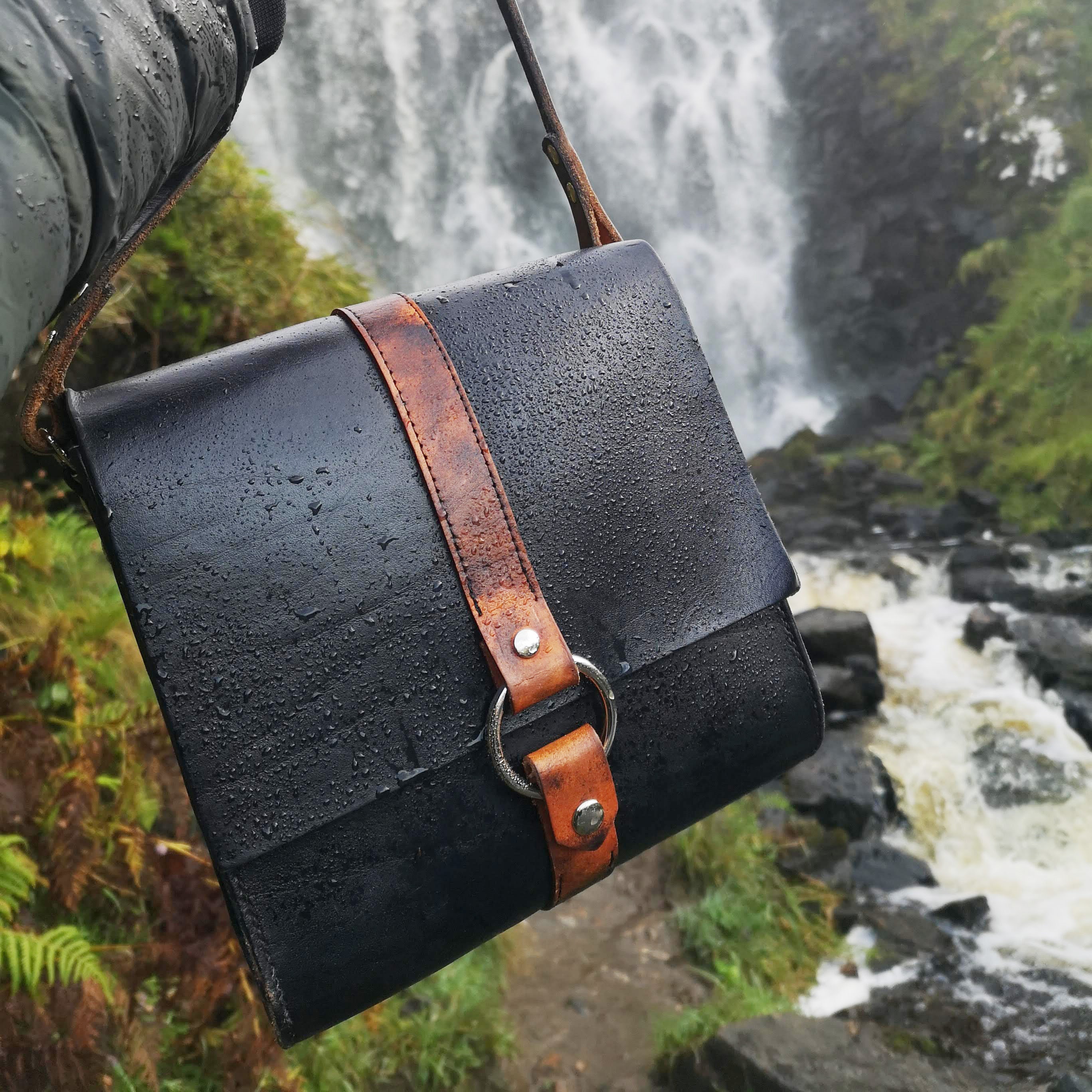 Black Leather Satchel Handmade With Ring Fastening. - Etsy