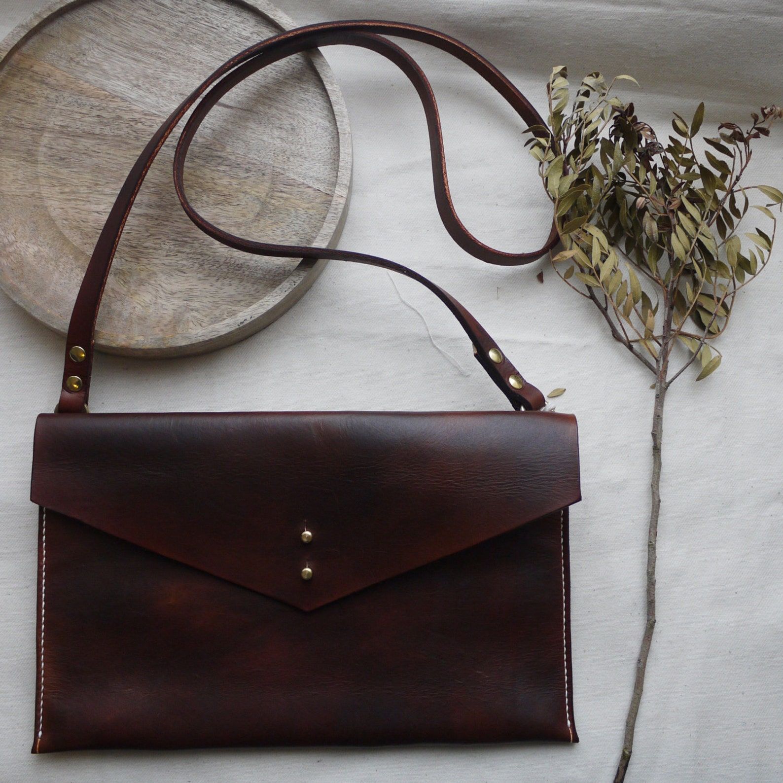 Dark Brown Leather Crossbody Bag Messenger Bag Ipad Case - Etsy