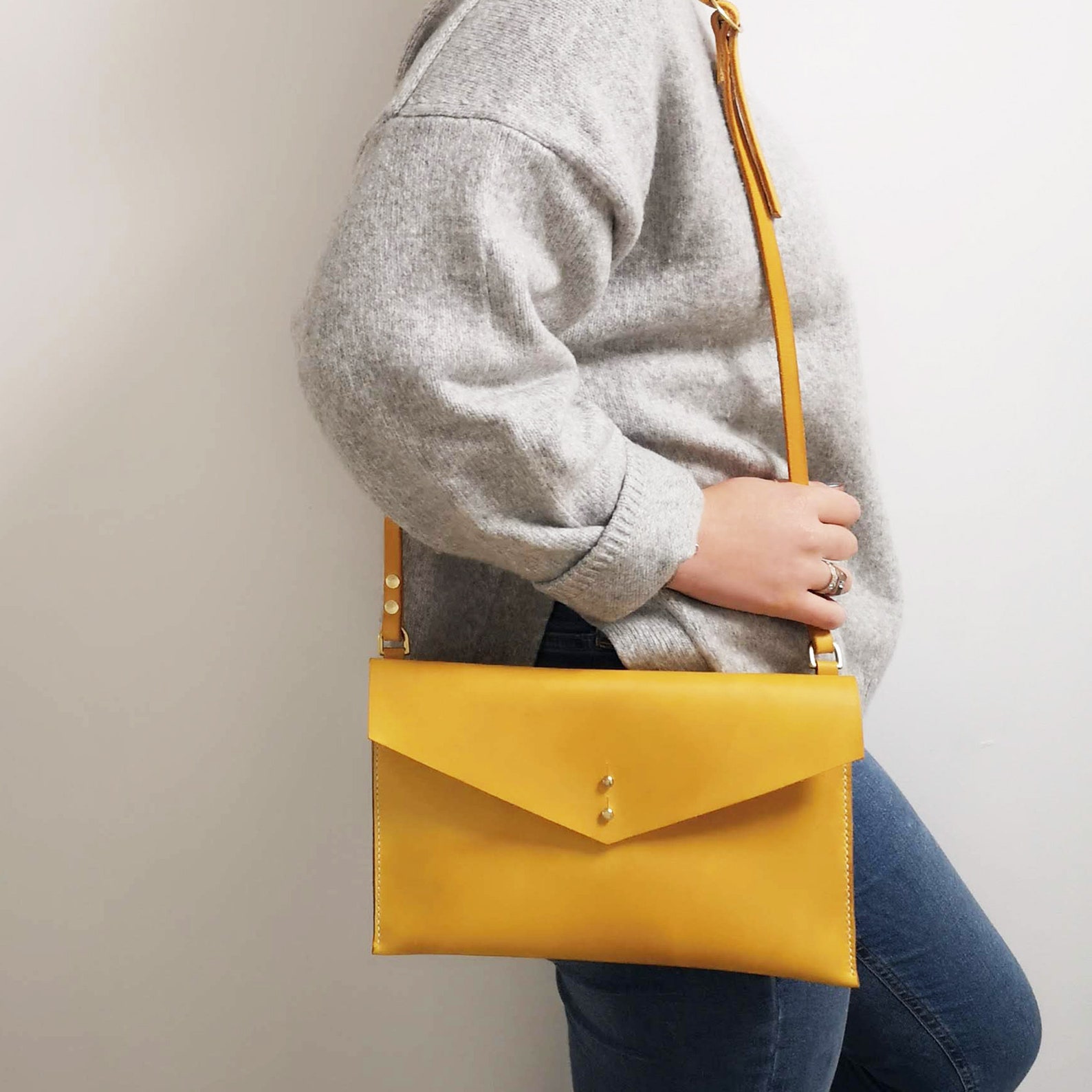 Dark Brown Leather Crossbody Bag Messenger Bag Ipad Case - Etsy