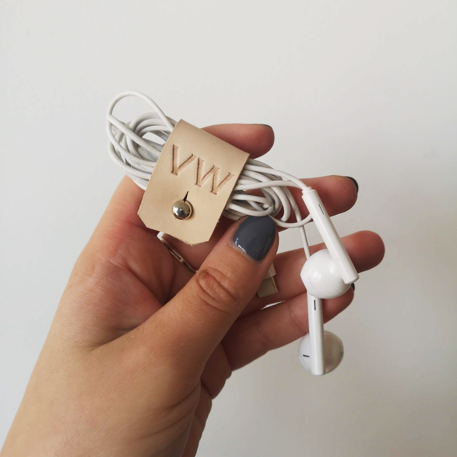 Personalised Leather Cable tidy leather cable tie. | Etsy