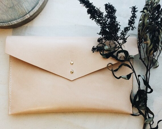 Natural leather clutch bag leather bag ipad case tablet | Etsy