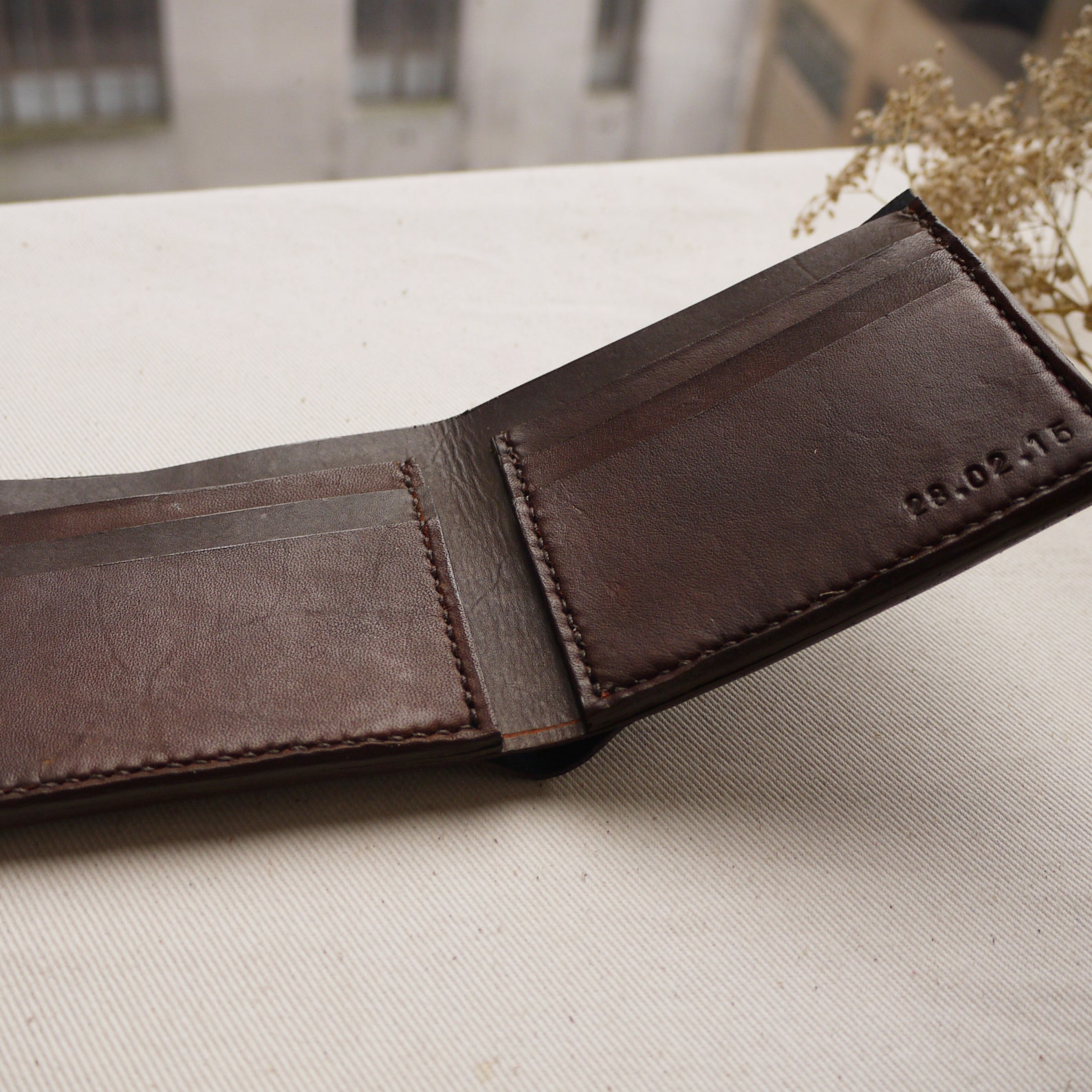 Personalised Dark Brown Leather Mens Wallet Hand Dyed and | Etsy