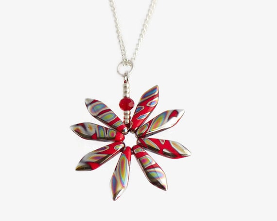 Red Funky Daisy Flower Necklace Bright Fun Jewellery for Her - Etsy
