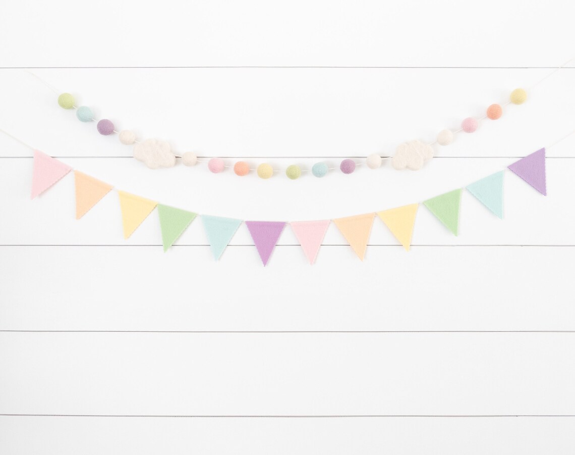 OVER THE RAINBOW Felt Bunting Pastel Rainbow Rainbow - Etsy