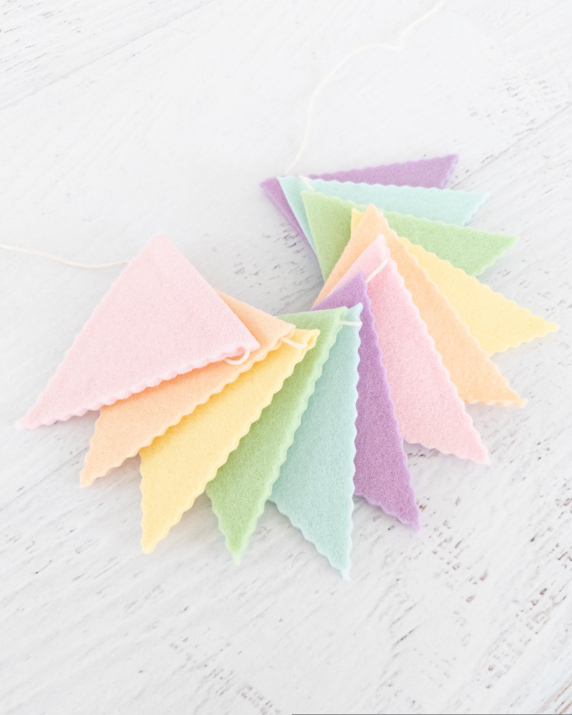 OVER THE RAINBOW Felt Bunting - Pastel Rainbow, Rainbow Bunting, Felt ...