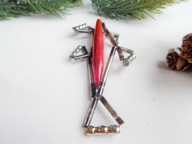 Antique Rare Christmas Bugle Beads Tree Ornament Fish Glass Xmas Decor ...