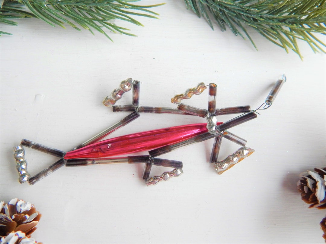 Antique Rare Christmas Bugle Beads Tree Ornament Fish Glass Xmas Decor ...