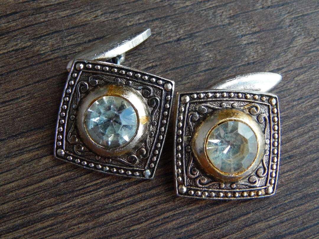 Soviet Cufflinks With Stone Gold Tone Vintage Jewerly - Etsy