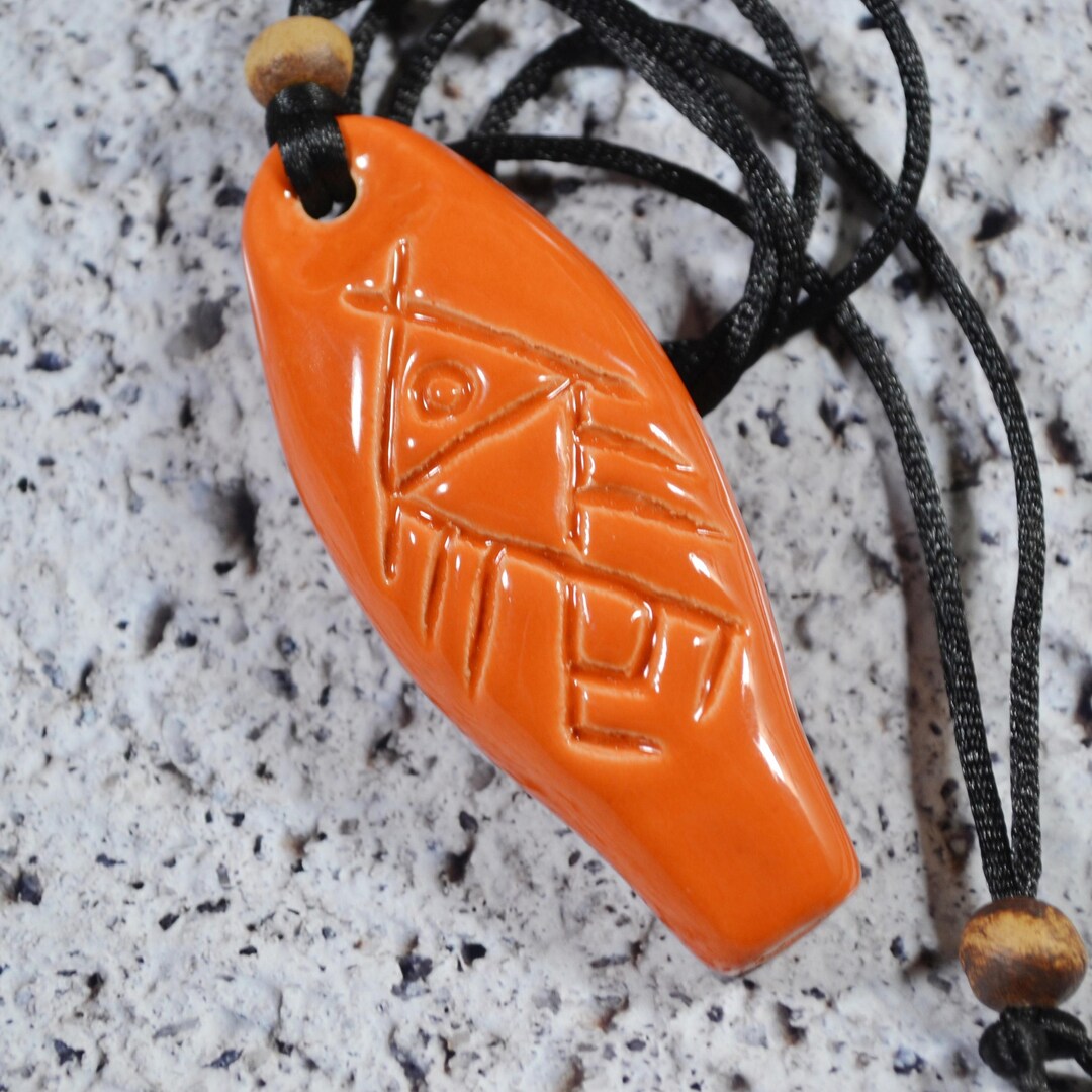 Whistle: Engraved Fish Ceramic Necklace, Handmade Ocarina Folk Toy - Etsy