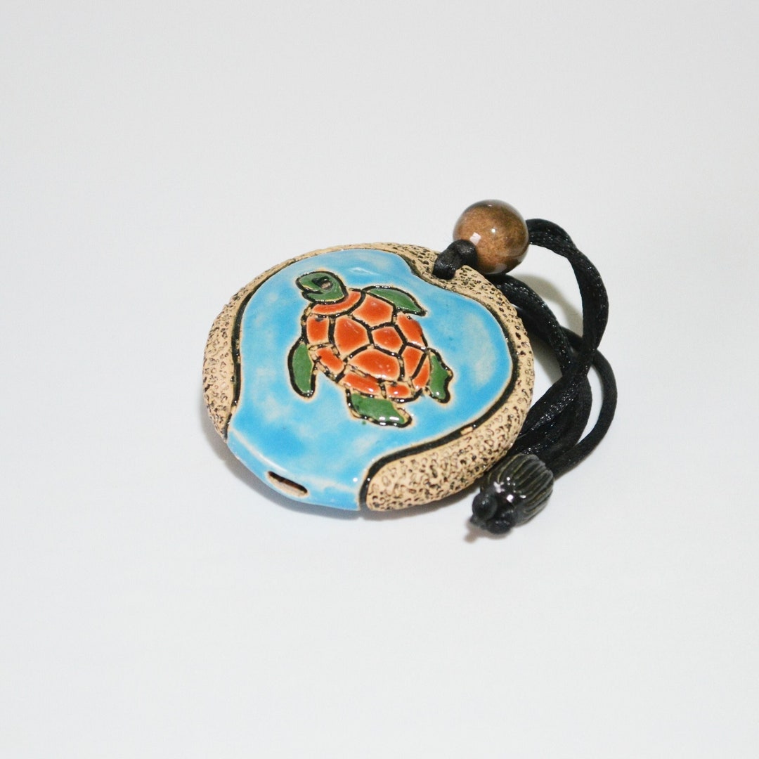 Ocarina: Turtle Necklace, Ceramic Ocarina Pendant, Playable Flute - Etsy
