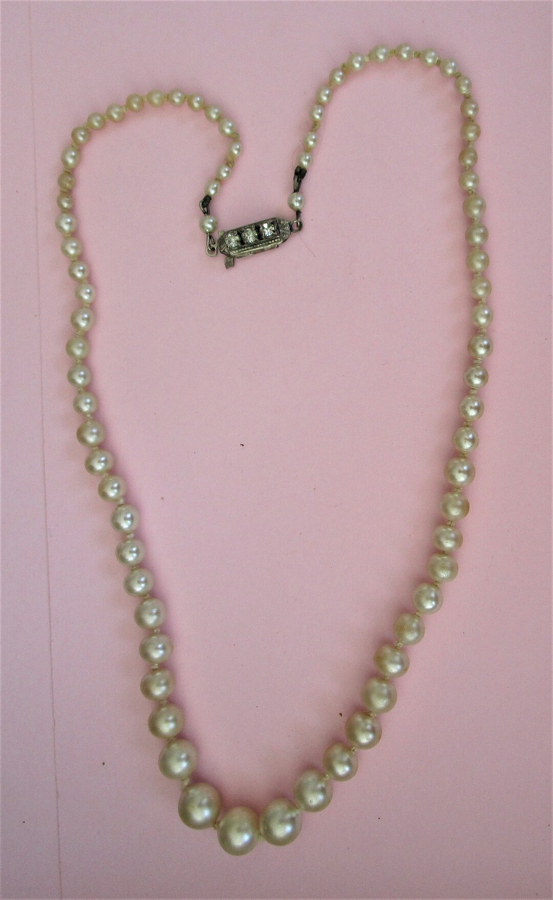 Classic Art Deco Glass Pearls Diamente Neckace - Etsy