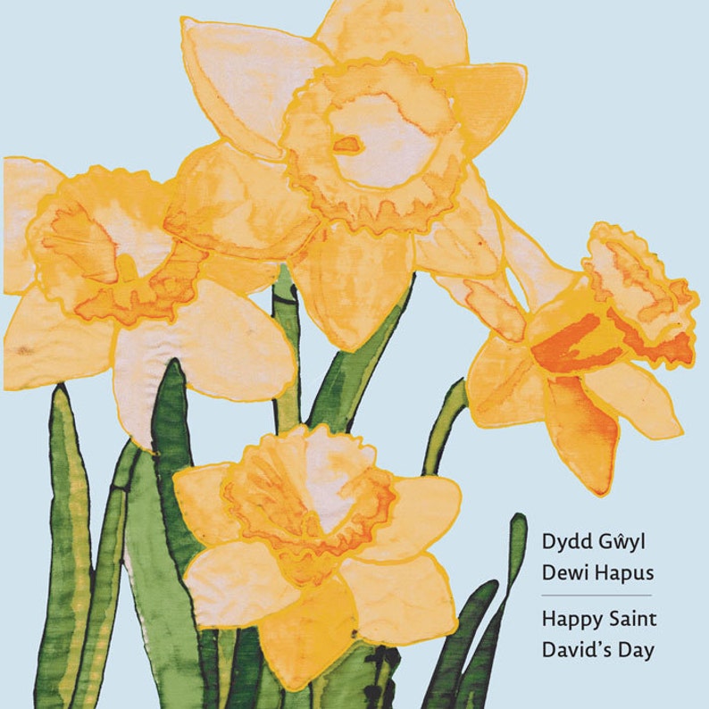 St. David's Day Card | Dydd Gwyl Dewi Sant Hapus | Daffodil Card ...