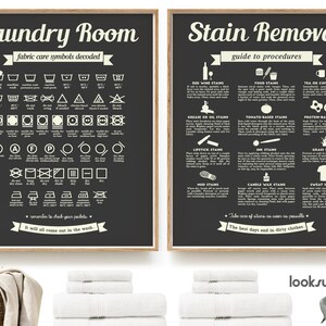 Laundry Symbols Chart and Stain Removal Guide Art Print - Etsy