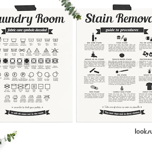 Laundry Symbols Chart and Stain Removal Guide Art Print - Etsy