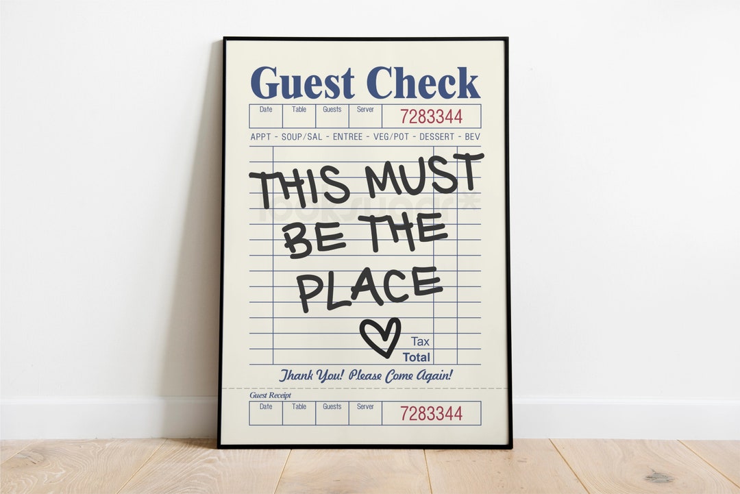 Trendy Guest Check Poster . Shipped Wall Art . Ultra High Resolution Retro Wall Décor . This ...
