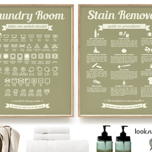 Laundry Symbols Chart and Stain Removal Guide Art Print - Etsy