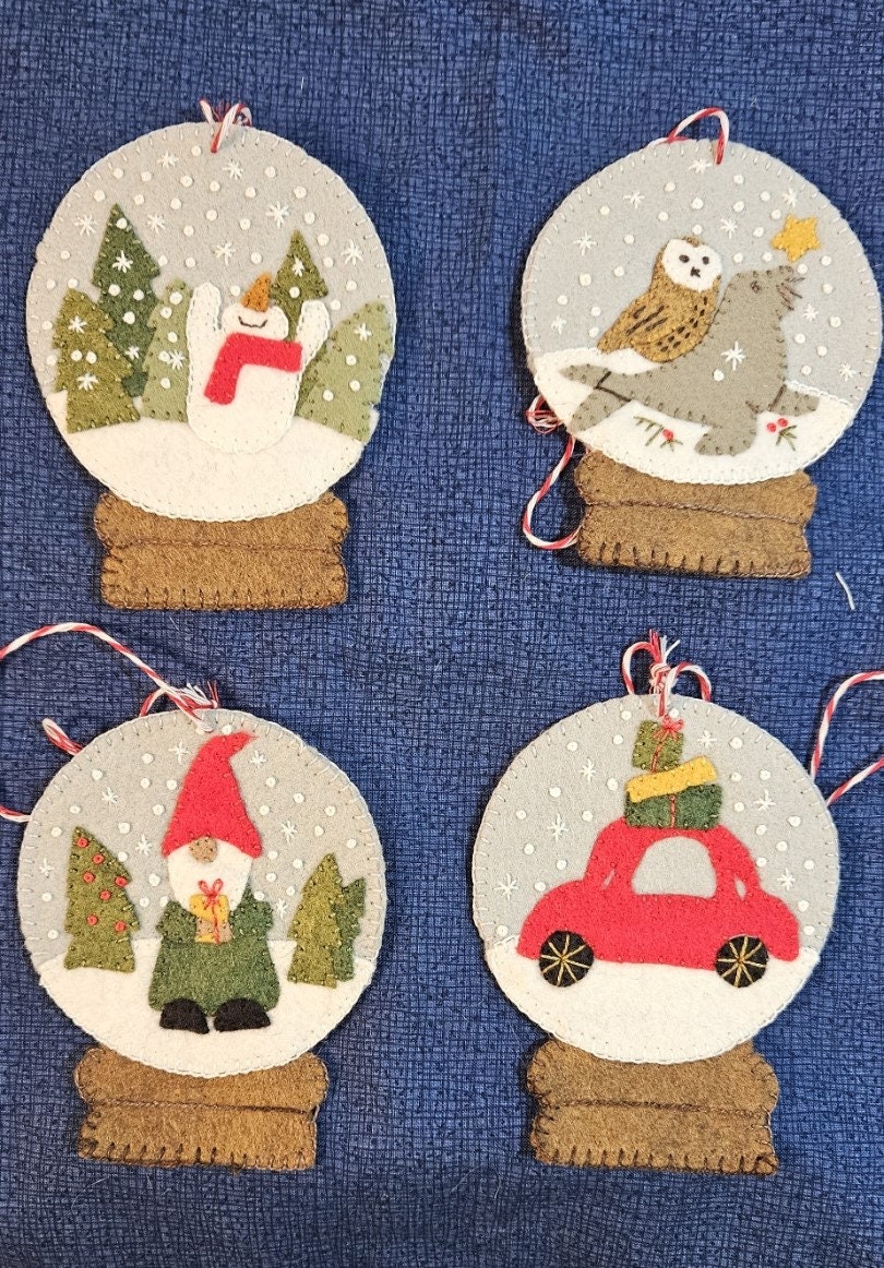 Snow Globe Wool Felt Applique and Embroidery Ornaments - Etsy