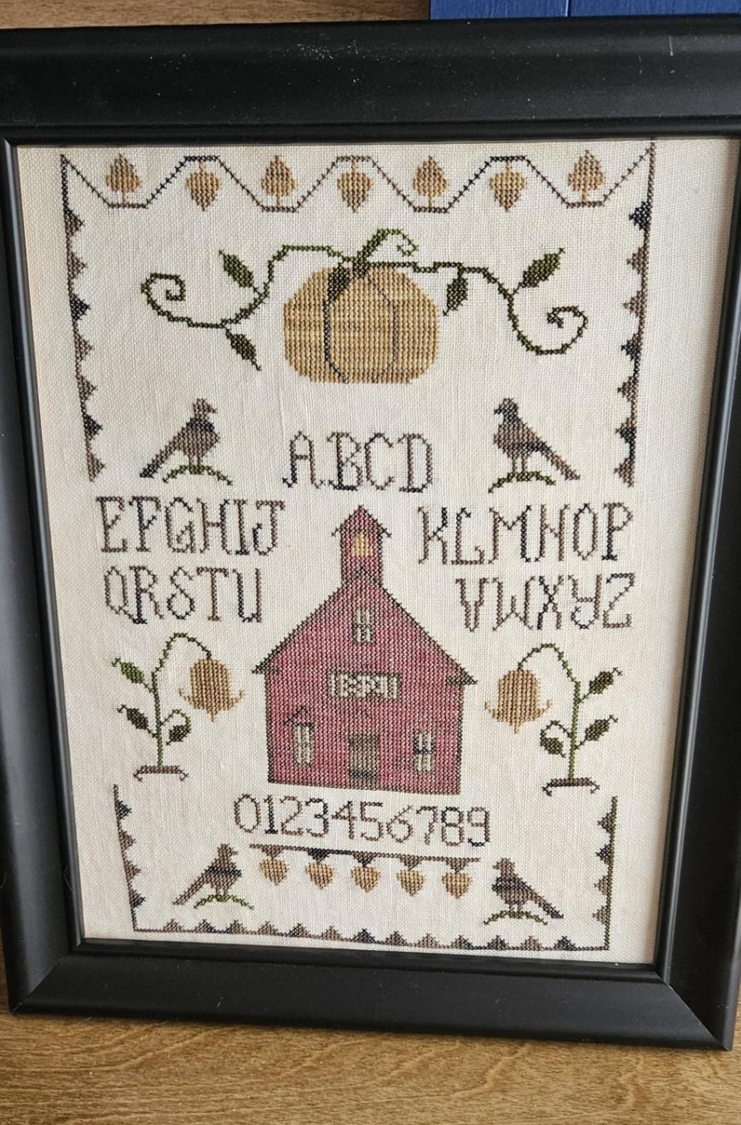 Fall Schoolhouse and Pumpkin Cross Stitch Sampler - Etsy