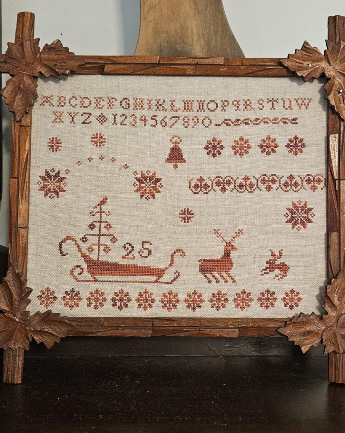Red Christmas Alphabet Reproduction Antique Sampler in Antique Frame - Etsy