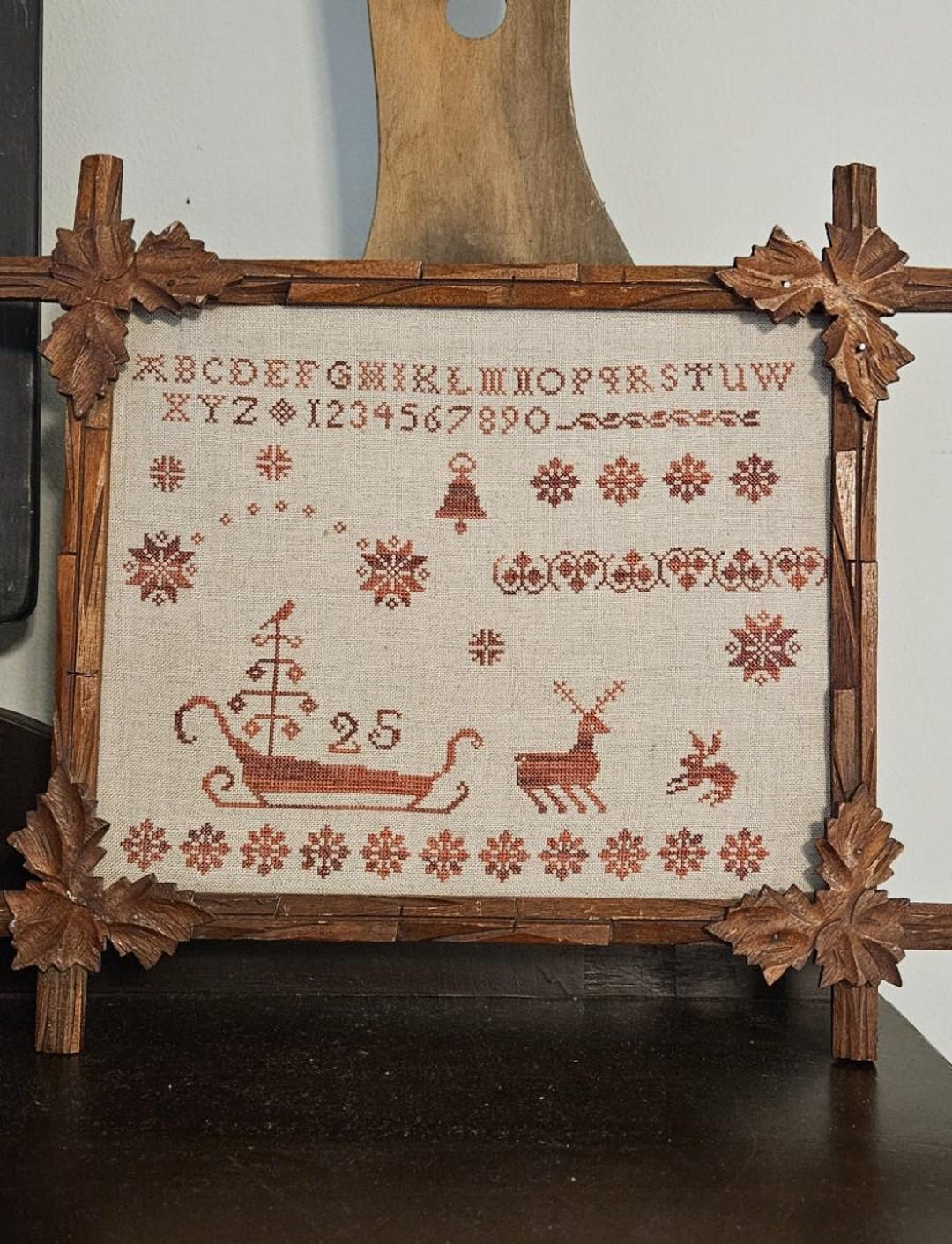 Red Christmas Alphabet Reproduction Antique Sampler in Antique Frame - Etsy