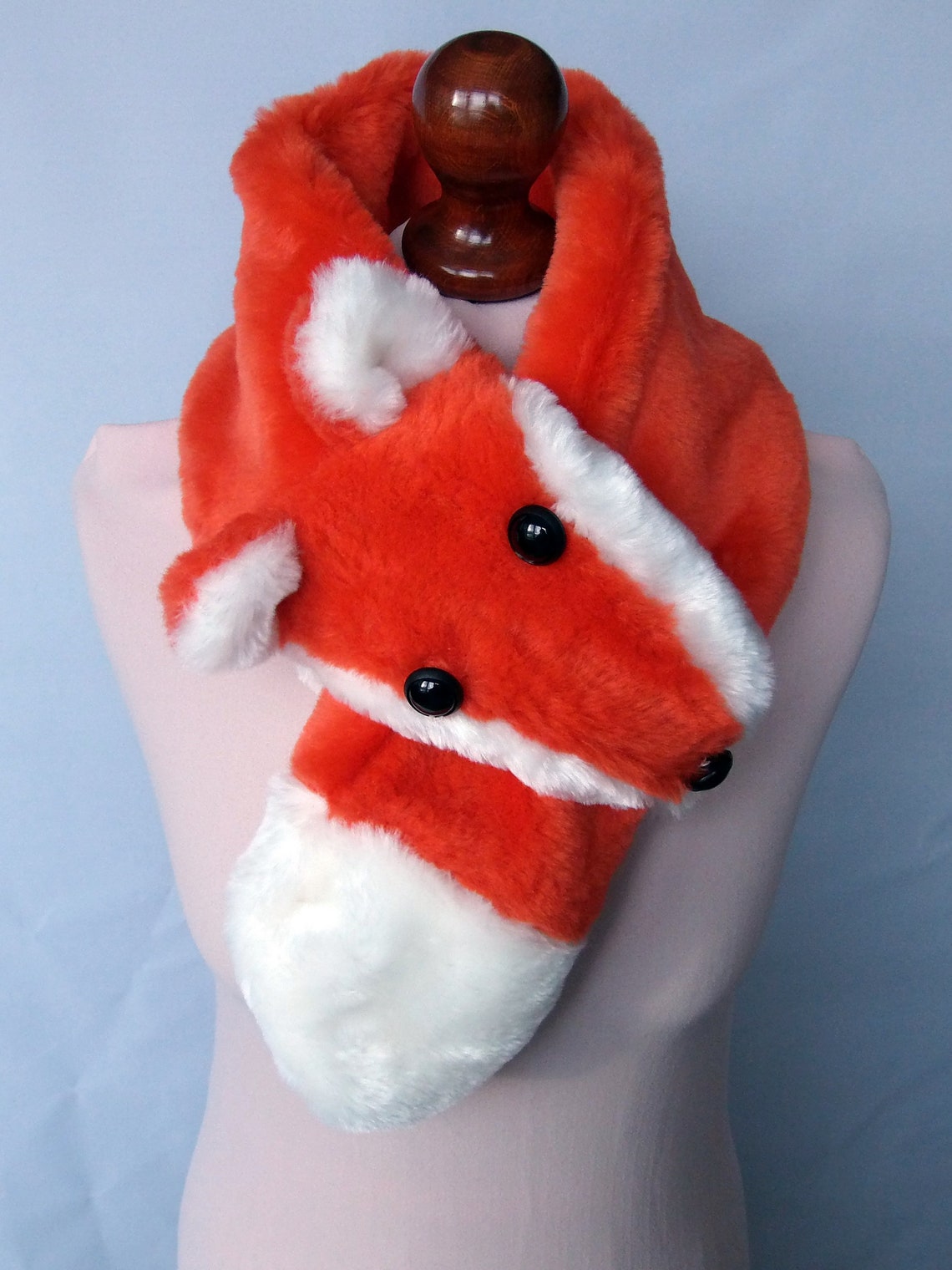 Soft Faux Fox Fur Scarf, Long Fox Scarf, Red and White Faux Fur Double ...