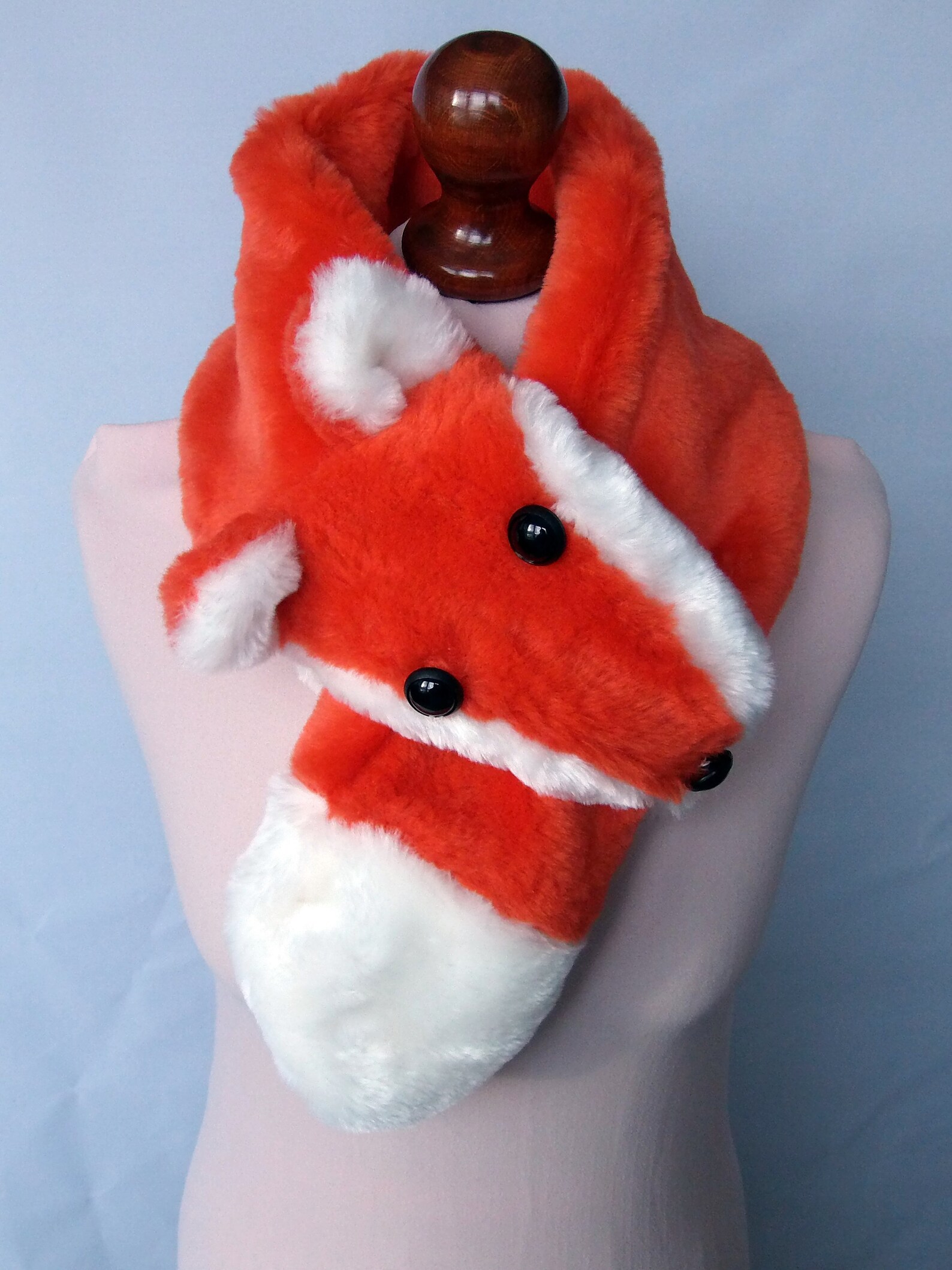 Soft Faux Fox Fur Scarf, Long Fox Scarf, Red and White Faux Fur Double ...