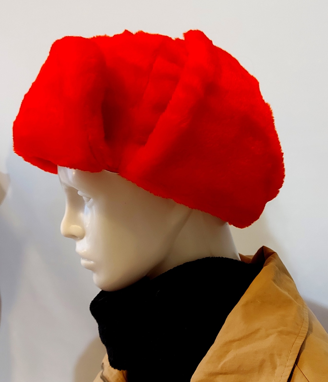 Winter Red Fur Hat With Earflaps, Faux Fur Hat, Unisex Fur Hat Soft and ...