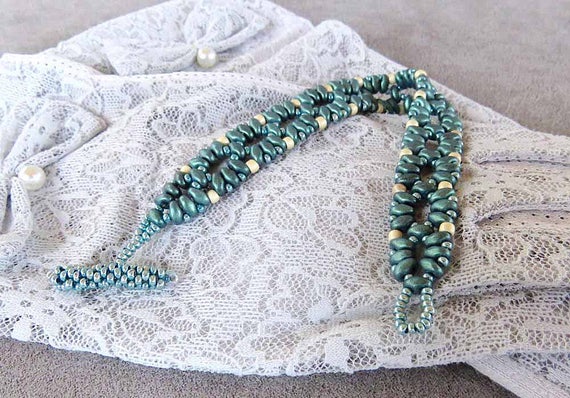 Teal Bracelet Classy Contemporary Handwoven Seed Bead Bracelet | Etsy