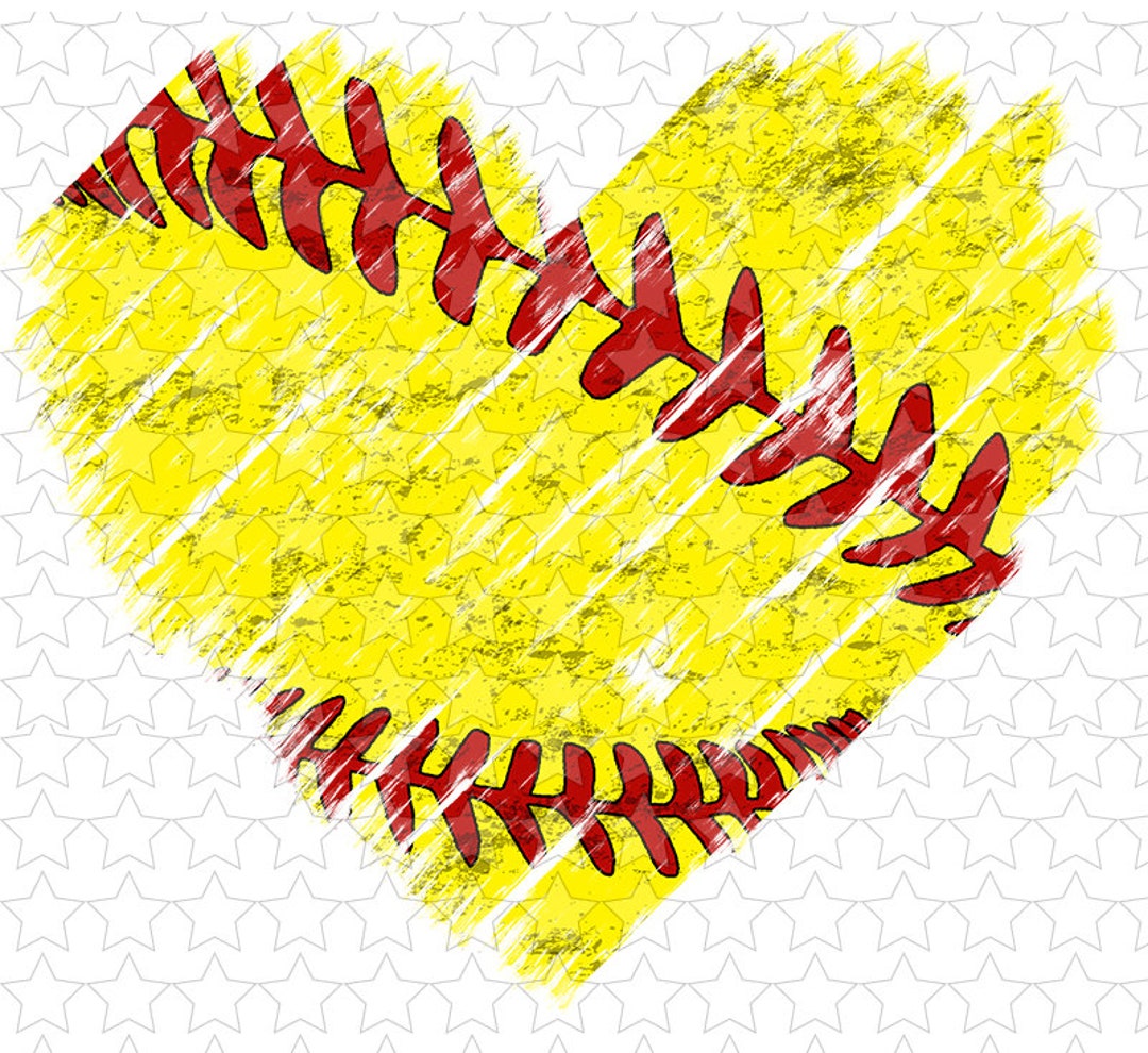 Sublimation & Htv Transfers Distressed Softball Heart - Etsy