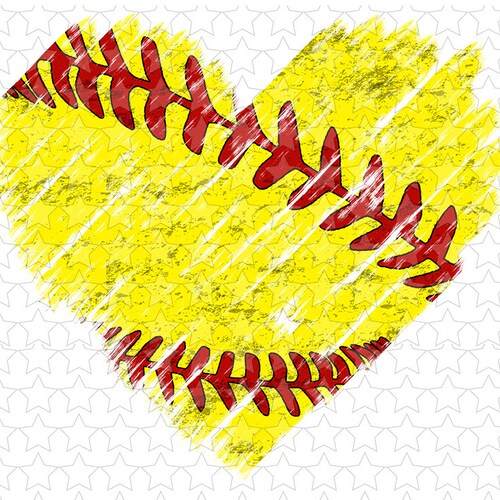 Sublimation & Htv Transfers Distressed Softball Heart - Etsy