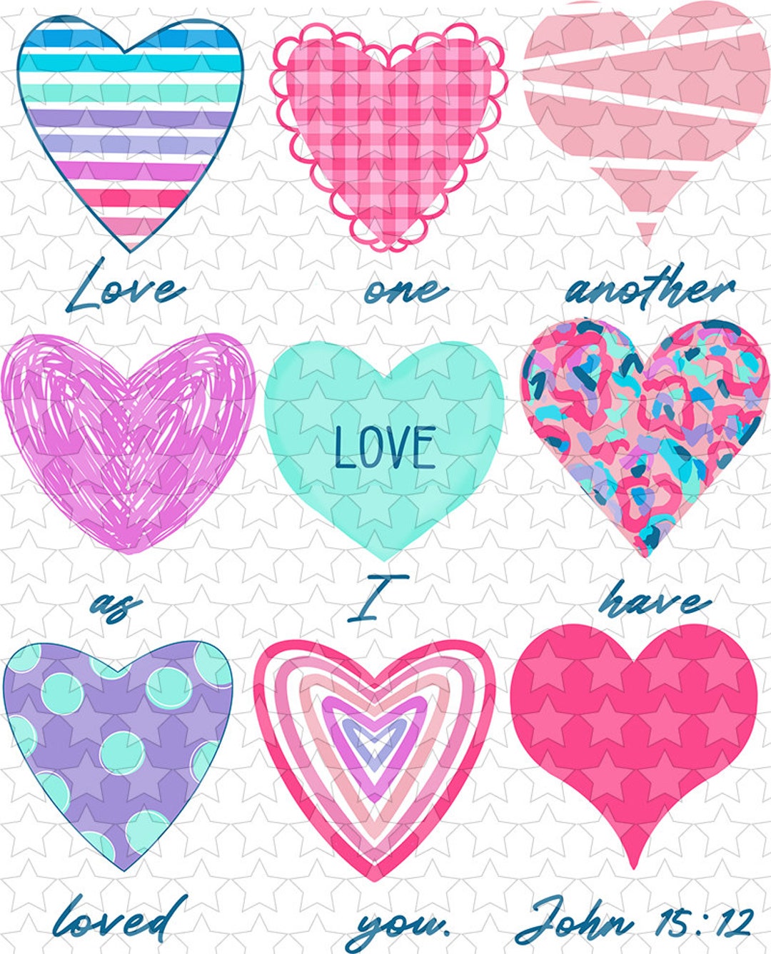 Sublimation & Htv Transfers Love One Another Hearts - Etsy