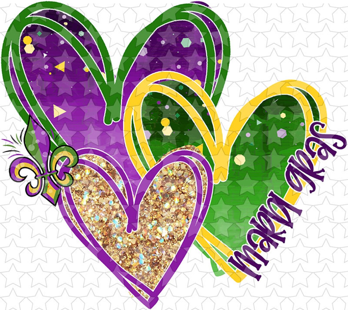 Sublimation & Htv Transfers Mardi Gras Hearts - Etsy