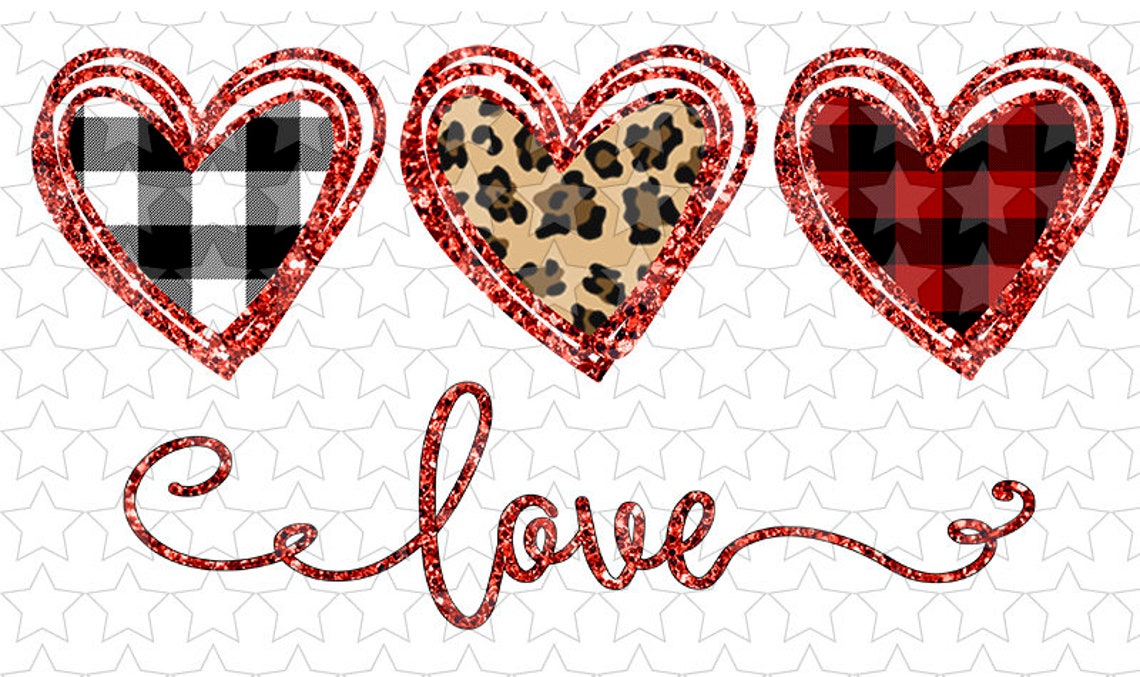 Sublimation & Htv Transfers Love Heart Trio Lumberjack, Leopard ...