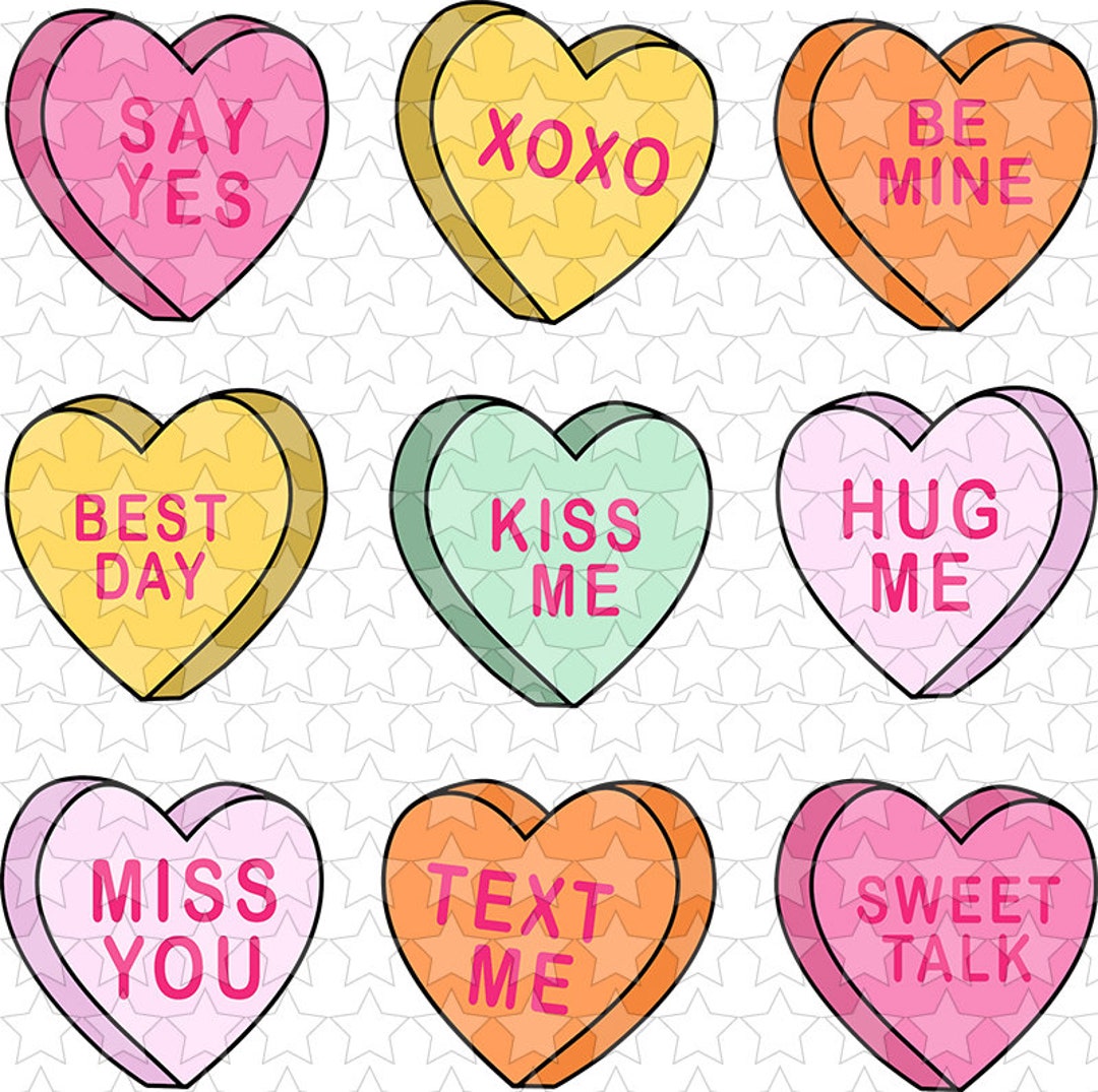 1130128 Valentin Conversation Hearts - Etsy