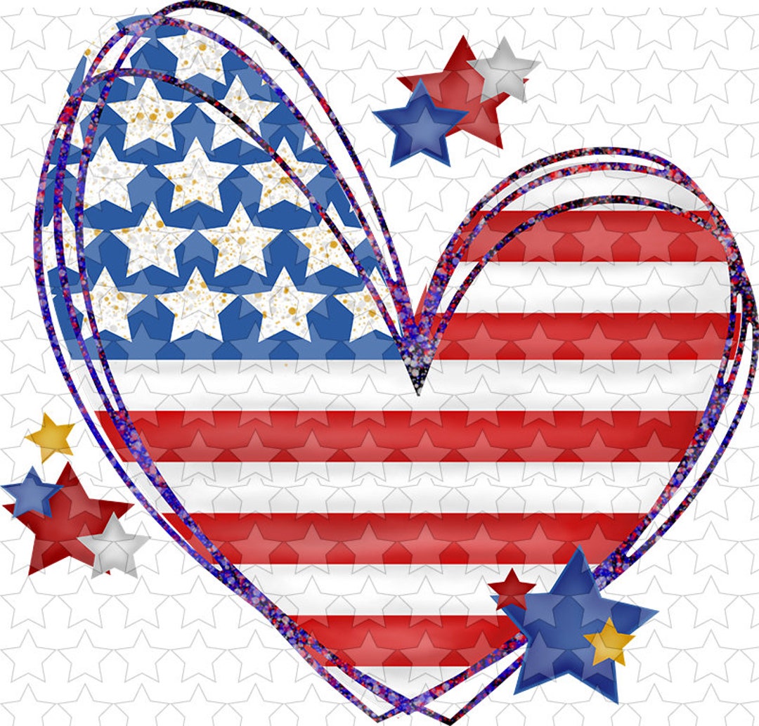 Sublimation & Htv Transfers American Flag Heart - Etsy