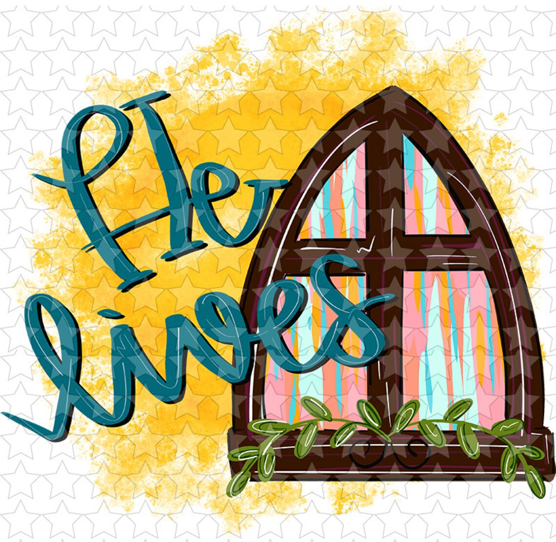 Sublimation & Htv Transfers He Lives Stained Glass - Etsy