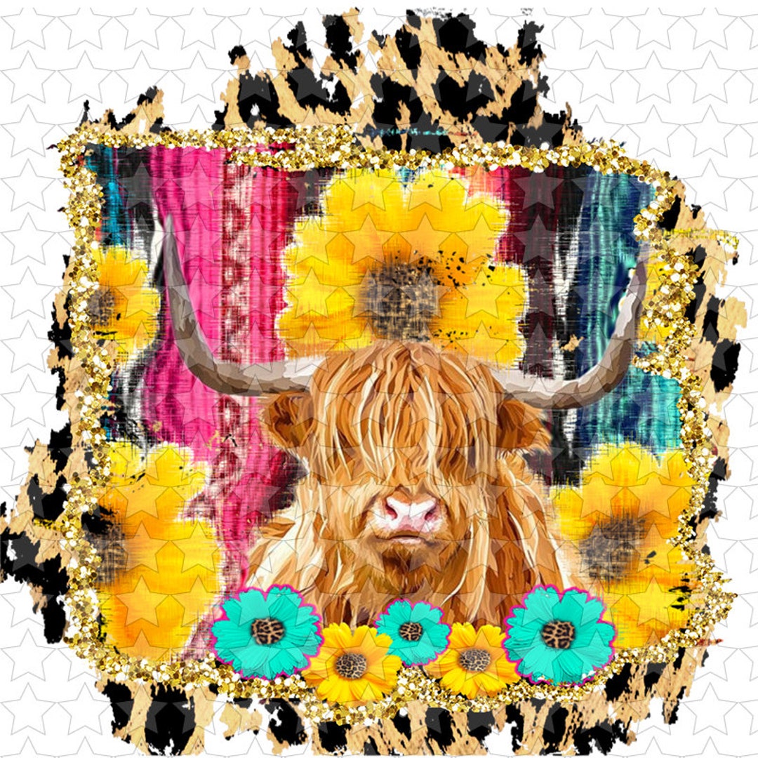 Sublimation & Htv Transfers Sunflower Cow - Etsy